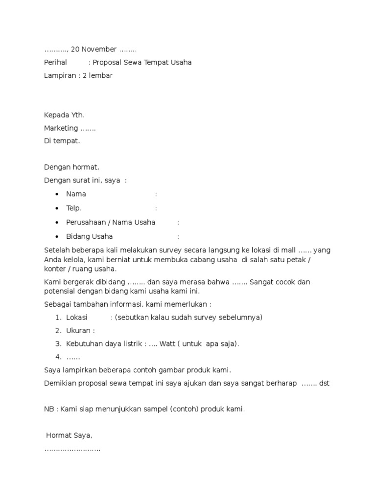 Contoh Proposal Sewa Tempat Wisata Yang Sudah Terbengkalai Tempat ...