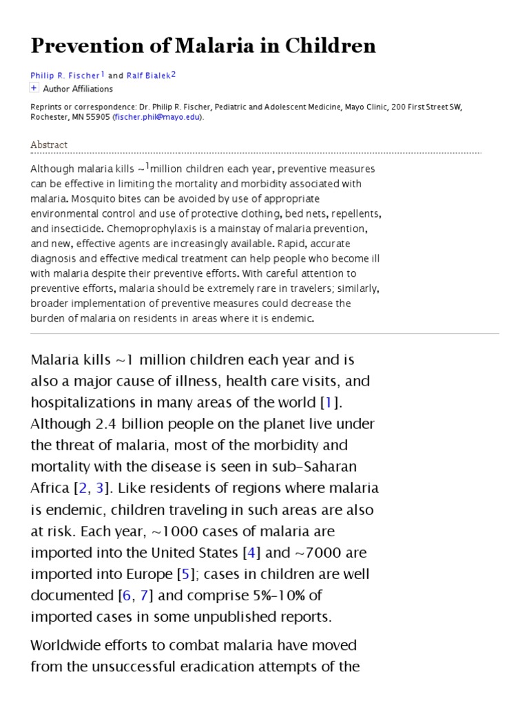 Prevention of Malaria | PDF | Malaria | Plasmodium Falciparum
