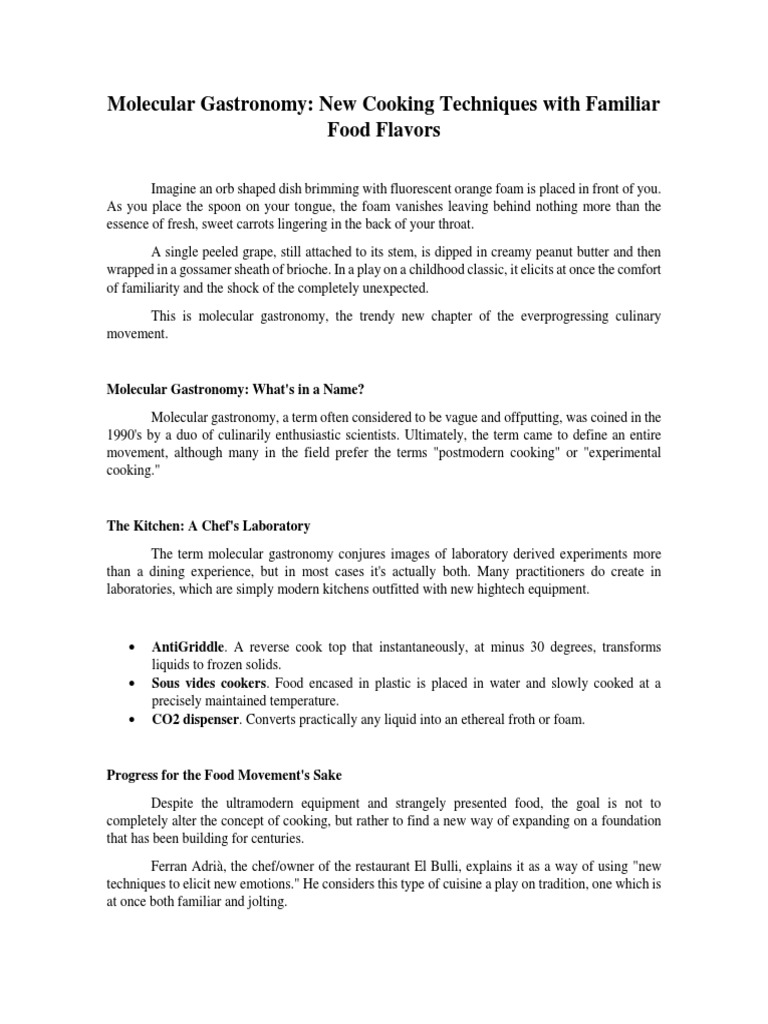 Molecular Gastronomy | PDF | Food And Drink Preparation | Cuisine