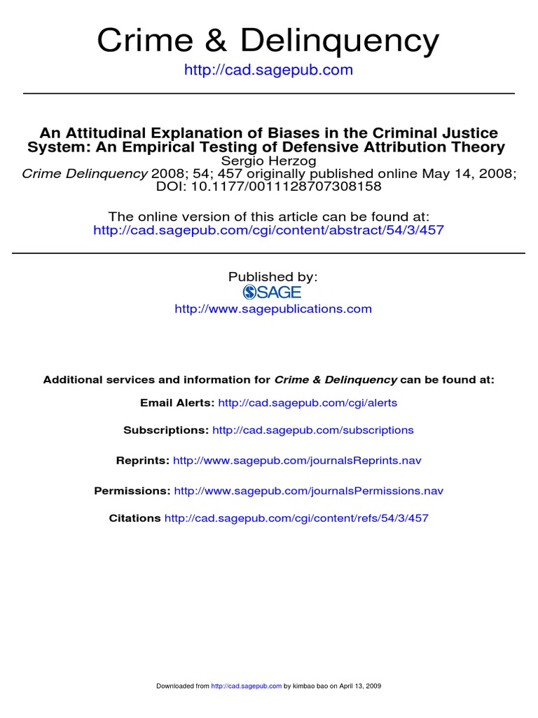 An Attitudinal Explanation of Biases in The Criminal Justice System An ...