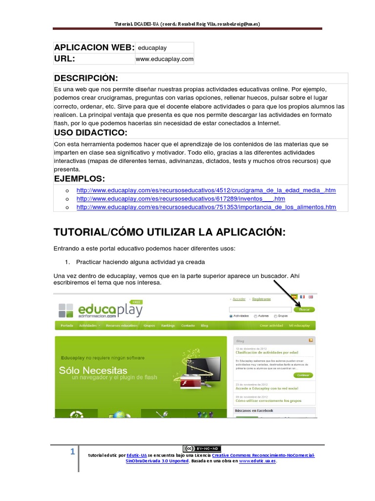 Educaplay Tutorial de Actividades | PDF | Creative Commons | Maestros