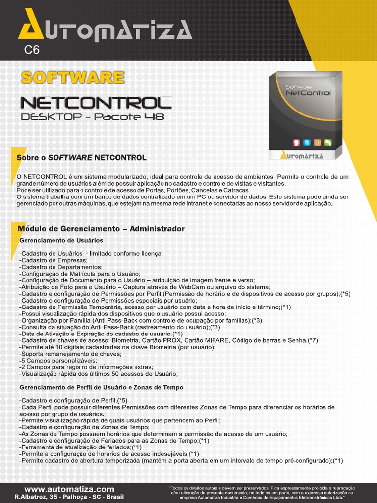 Software Netcontrol Pacote 48 Desktop c6 | PDF