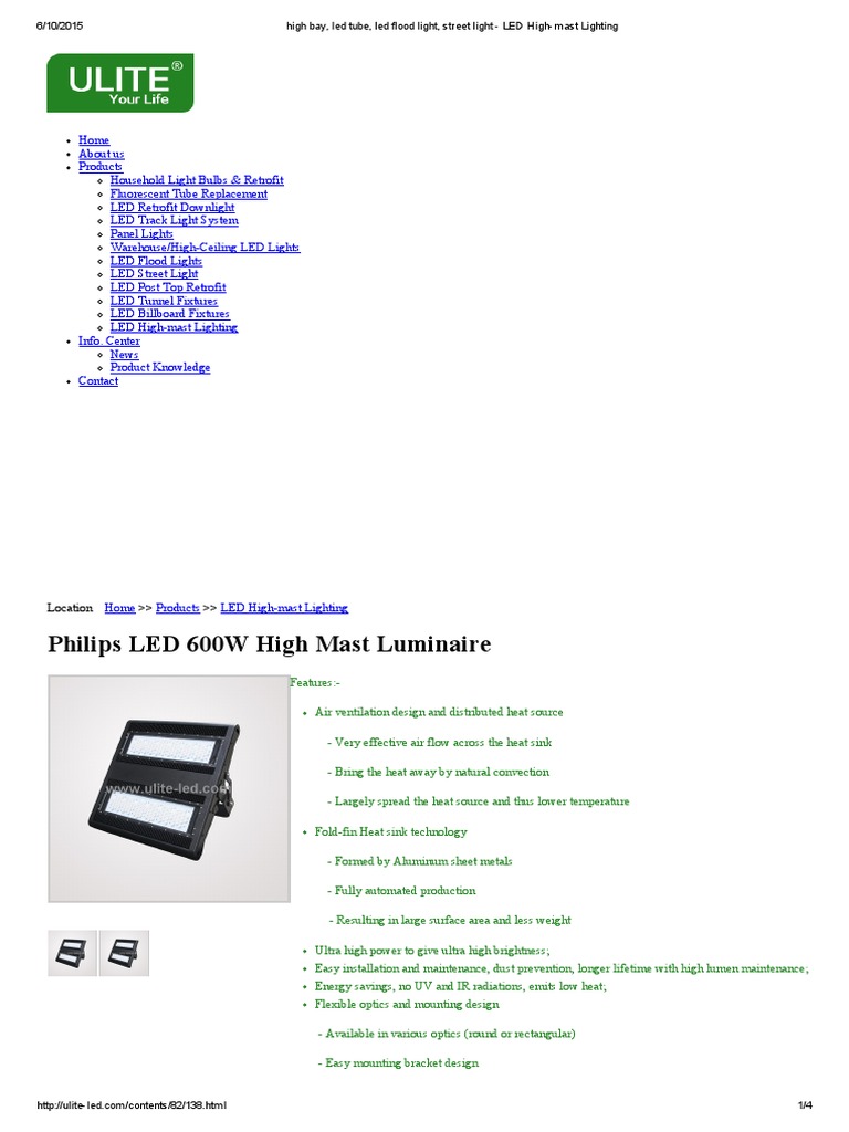 LED High-Mast Lighting: Product Details and Specifications for Philips ...