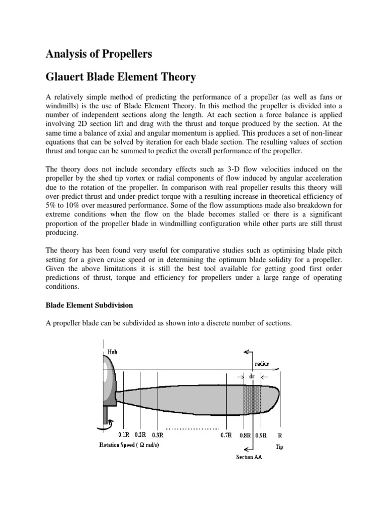 Propeller Performance via Blade Element Theory | PDF | Propeller ...