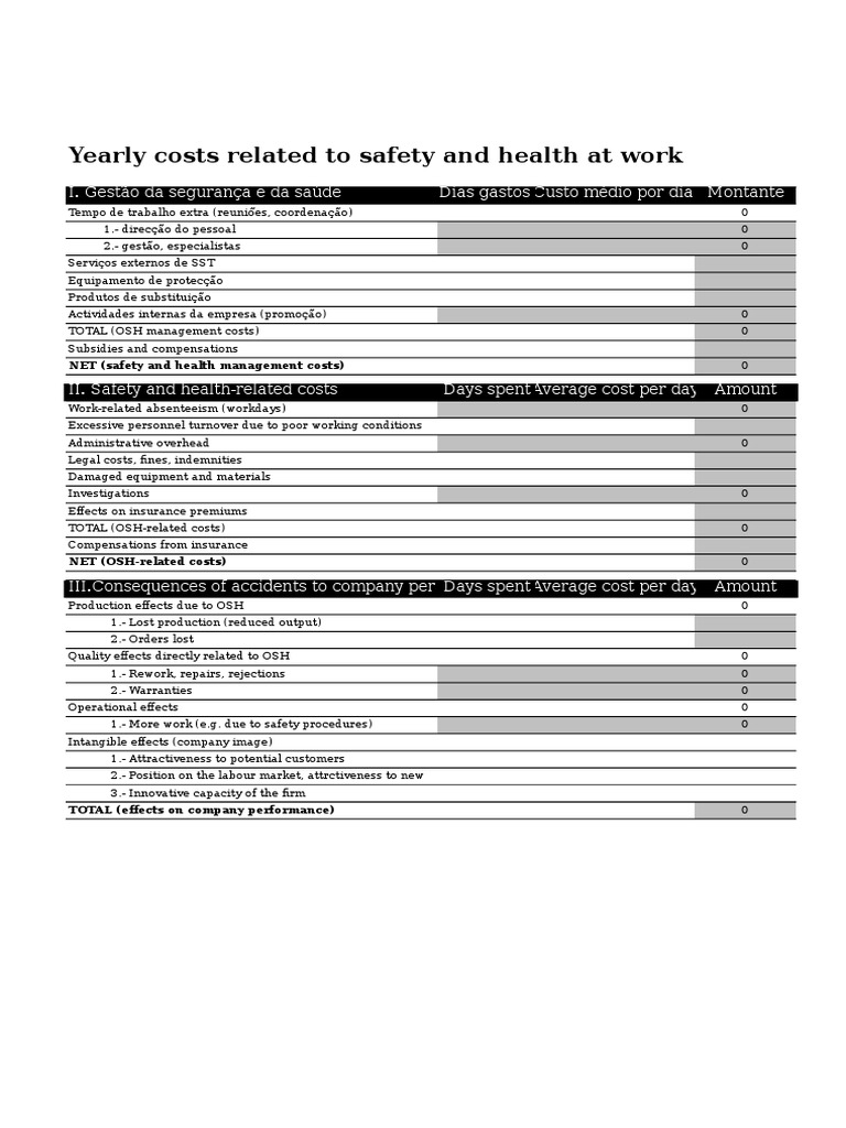 Annual Safety and Health Cost Analysis | PDF