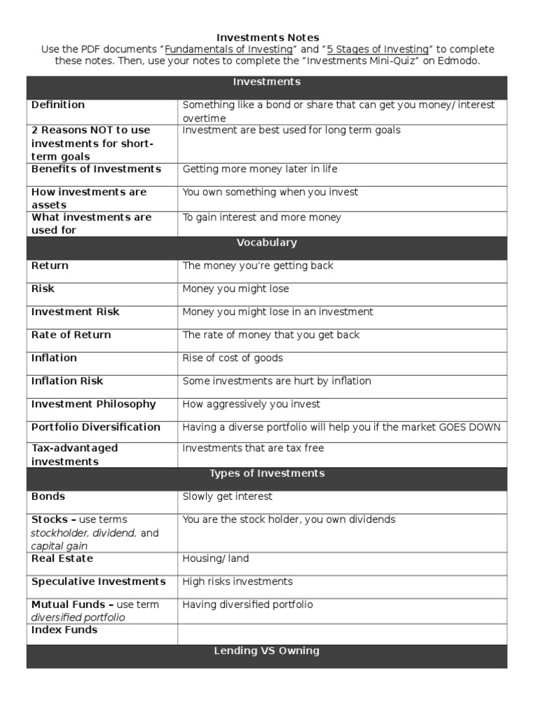 Essential Guide to Investment Basics | PDF