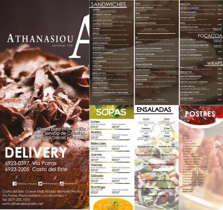 Athanasiou Menu Delivery Panama | PDF