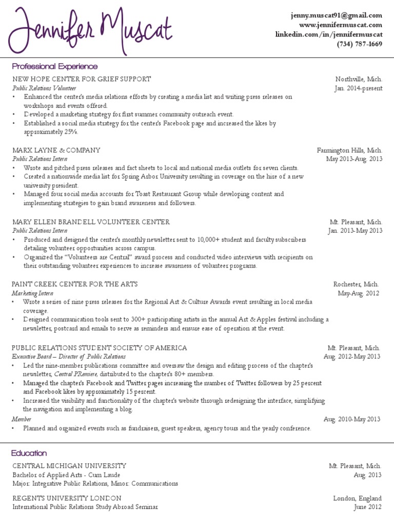 Jennifer Muscat - Resume 6:14:15 PDF | PDF | Public Relations | Twitter