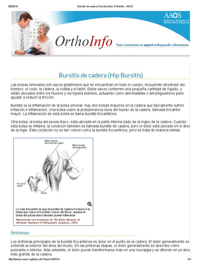 Bursitis de Cadera (Hip Bursitis) - OrthoInfo - AAOS | PDF ...