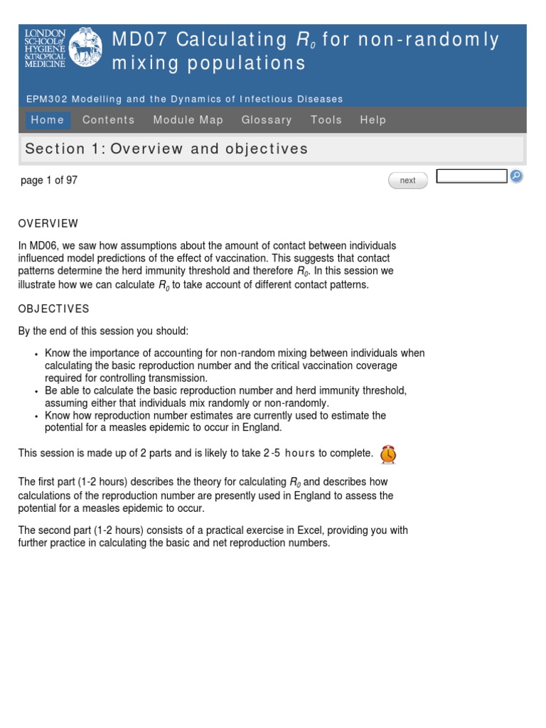 Calculating R0 for non-randomly mixing populations | PDF | Matrix ...