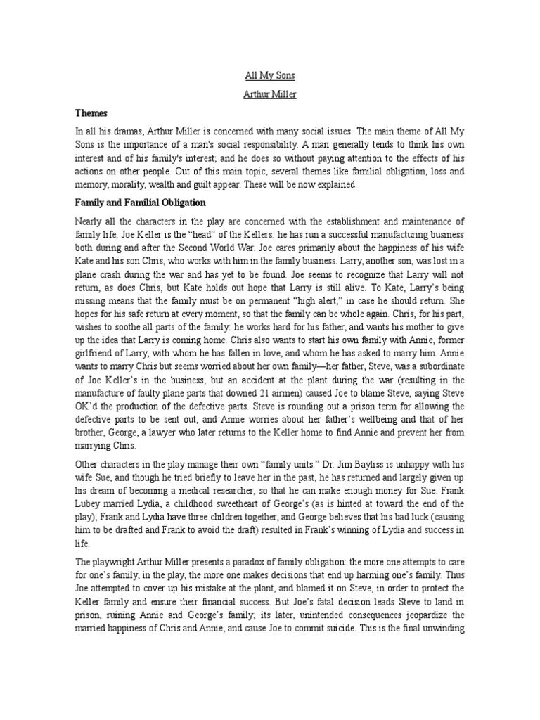 All My Sons Theme Analysis | PDF | Unrest
