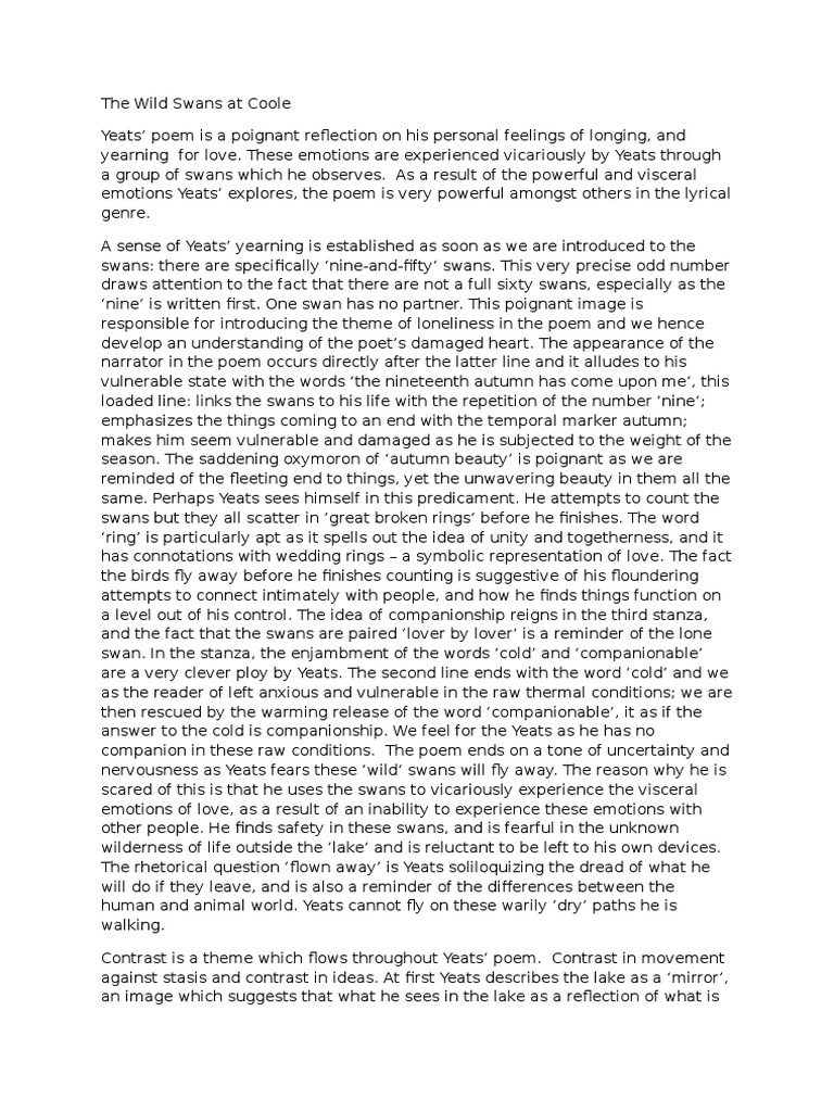 The Wild Swans at Coole | W. B. Yeats | Poetry