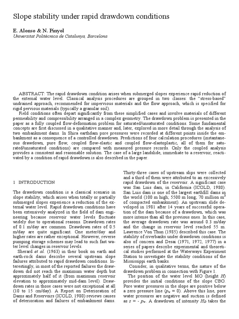 Rapid drawdown slope stability analysis using coupled flow-deformation modeling | PDF | Dam ...