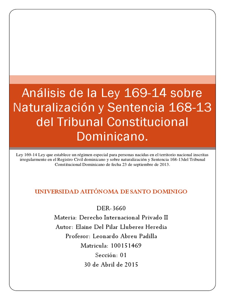 Análisis de La Ley 169-14 | República Dominicana | Naturalización ...