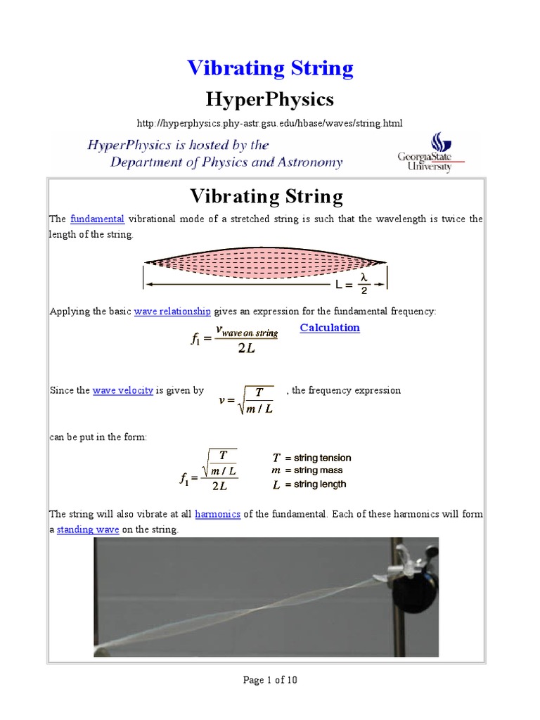 Vibrating String-Hyper Physics | PDF | String Instruments | Violin