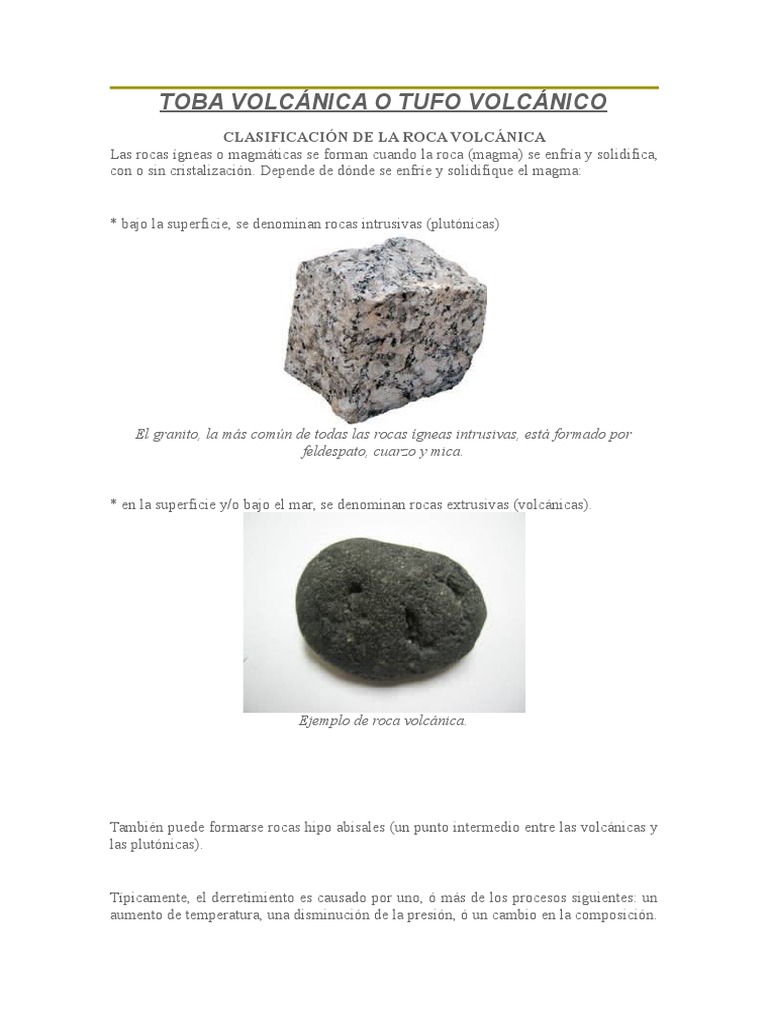 Toba Volcánica o Tufo Volcánico | PDF | Roca (geología) | Roca ígnea