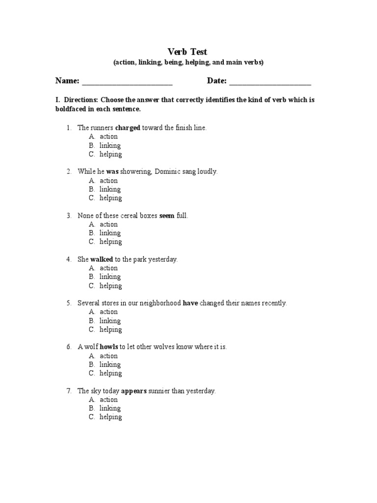 Verb Test | Languages
