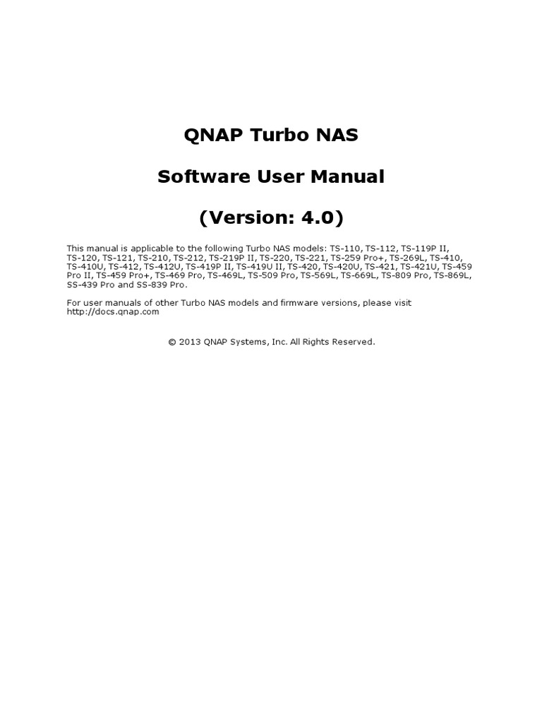 Qnap Turbo Nas User Manual v4.0 Eng | PDF | Operating System ...