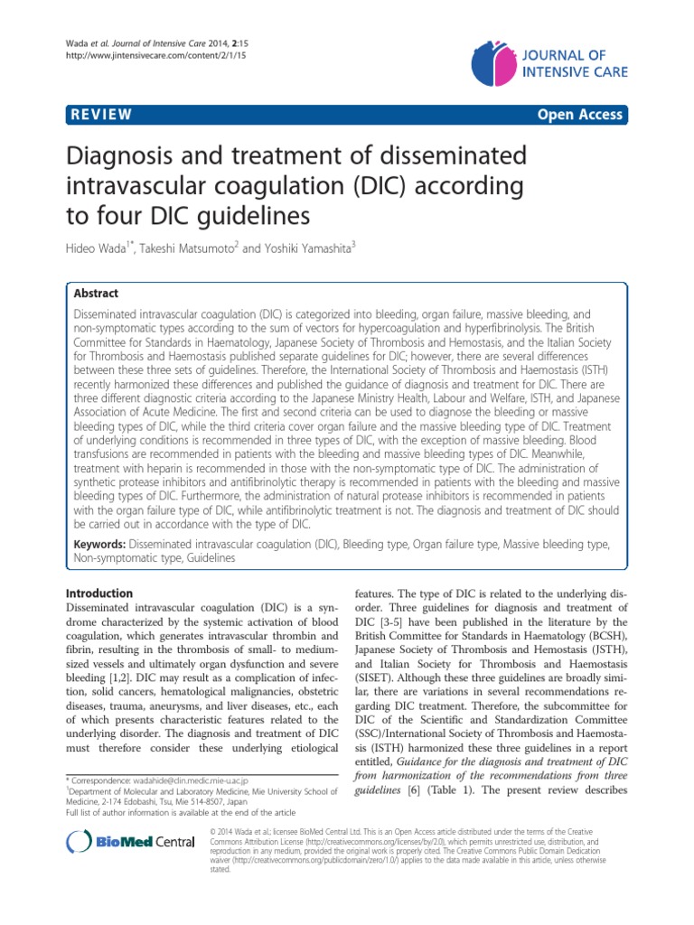 Disseminated Intravascular Coagulation | PDF | Randomized Controlled ...