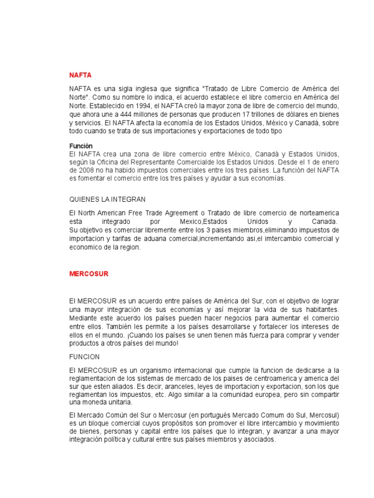 Nafta | PDF | Tratado de Libre Comercio Norteamericano | Cooperacion ...