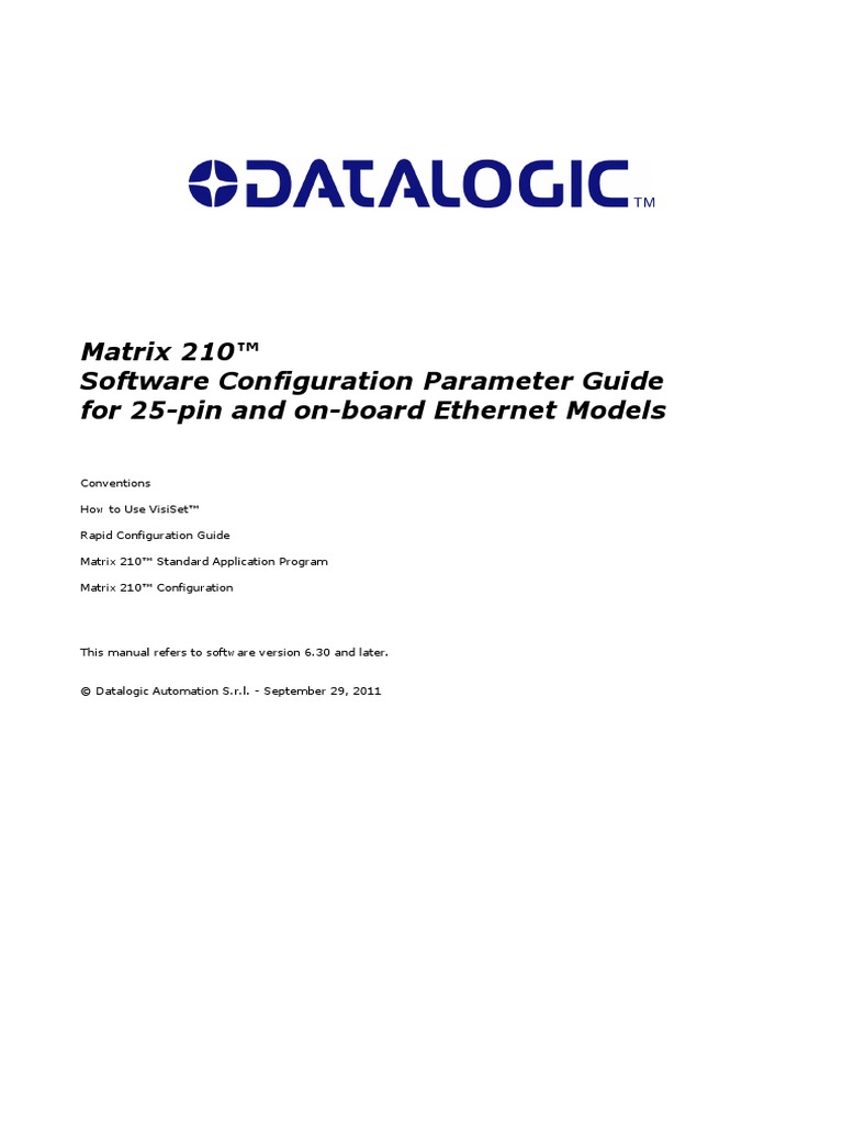 Matrix 210 25-Pin Models Software Configuration Parameter Guide | PDF ...