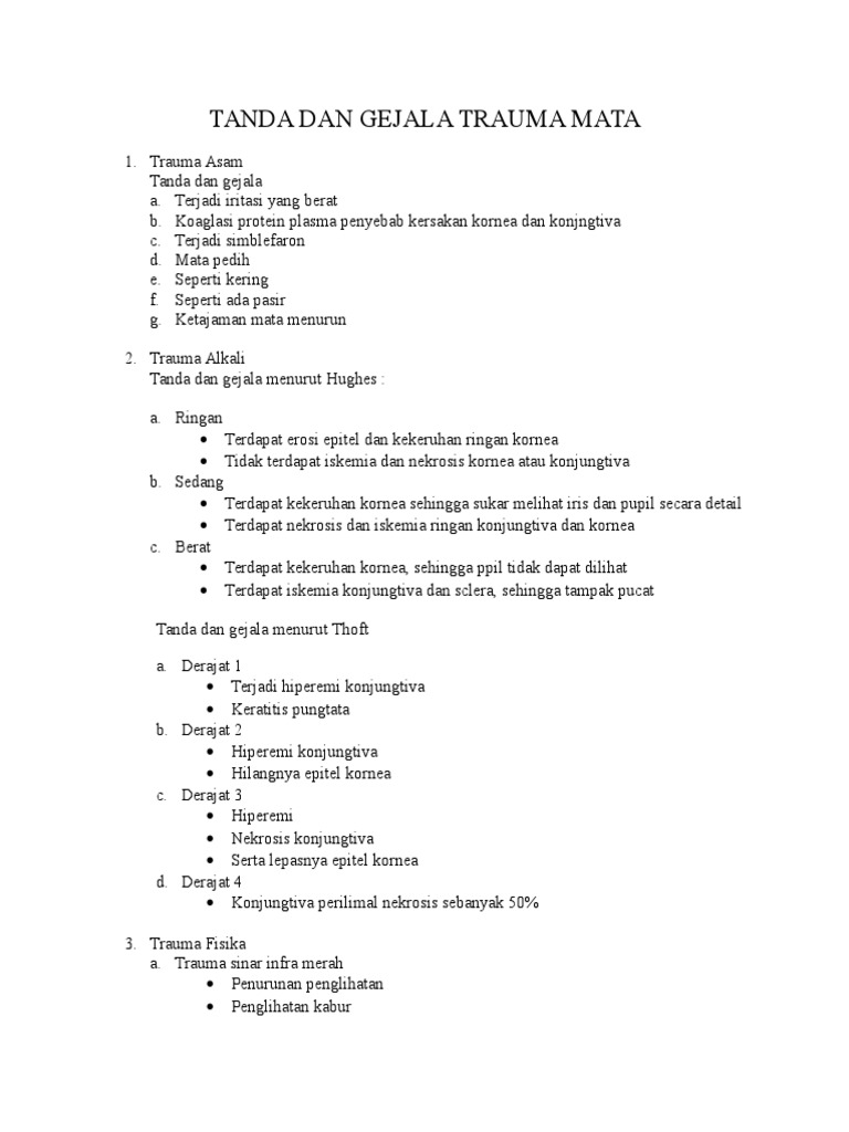 Tanda Dan Gejala Trauma Mata | PDF | Sains & Matematika