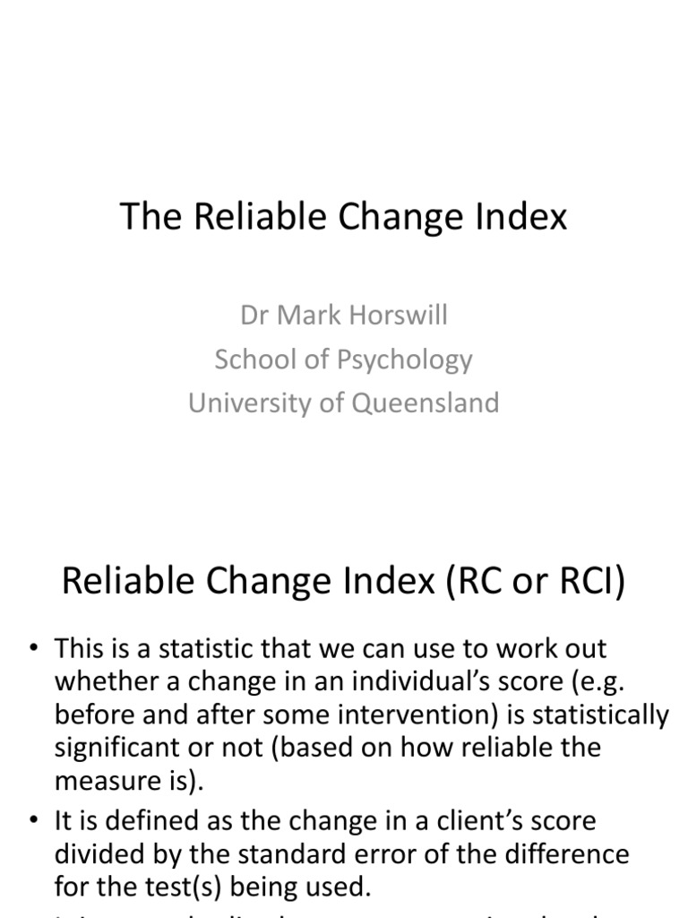 The Reliable Change Index | PDF | Standard Error | Statistical Theory