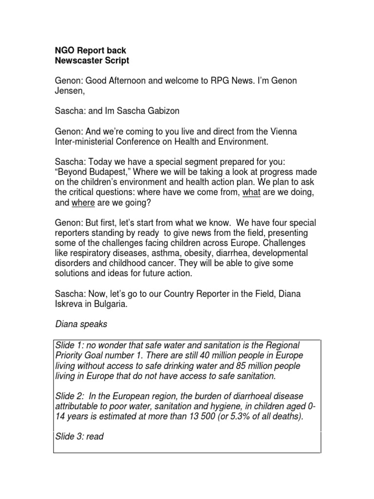 Script NGO Newscast-Final | PDF | Air Pollution | Sanitation