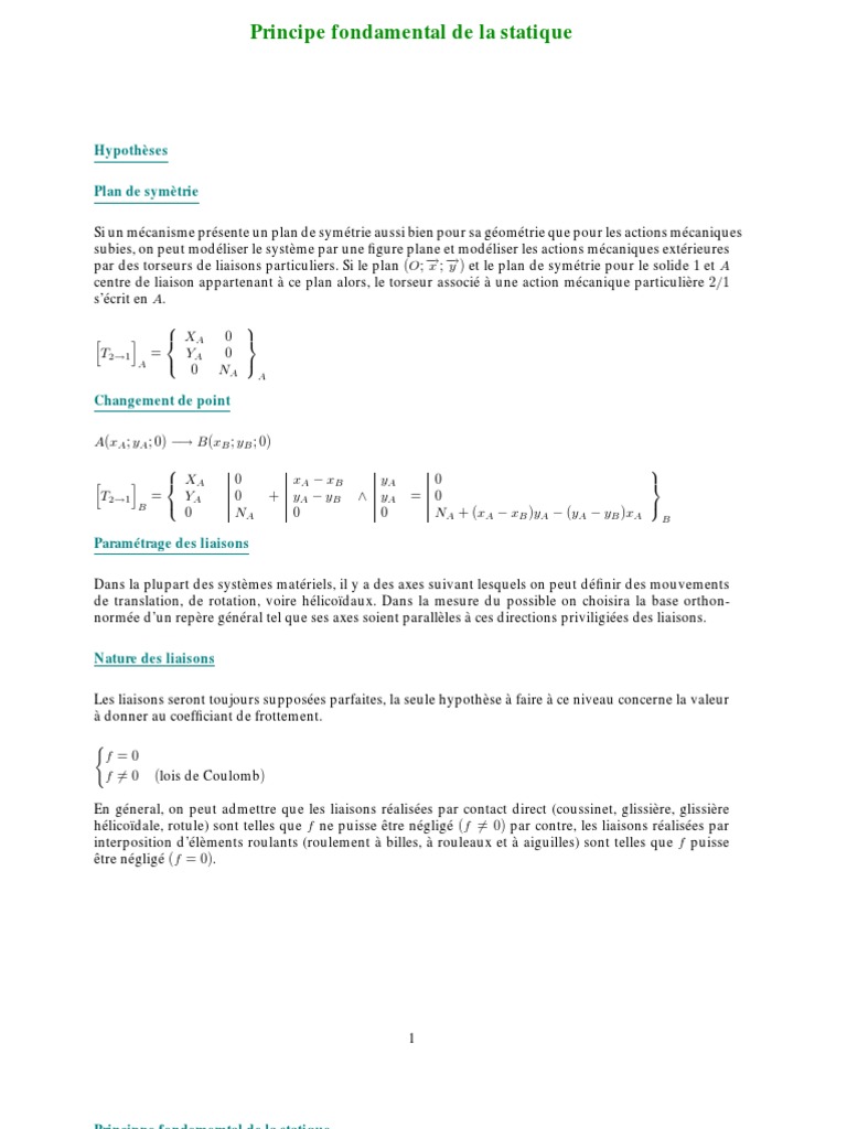 Principe Fondamental de La Statique | PDF | Physique théorique ...