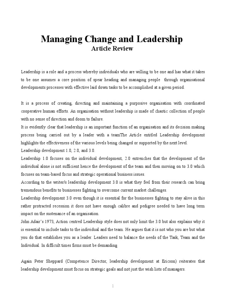 Leadership Article Review | PDF