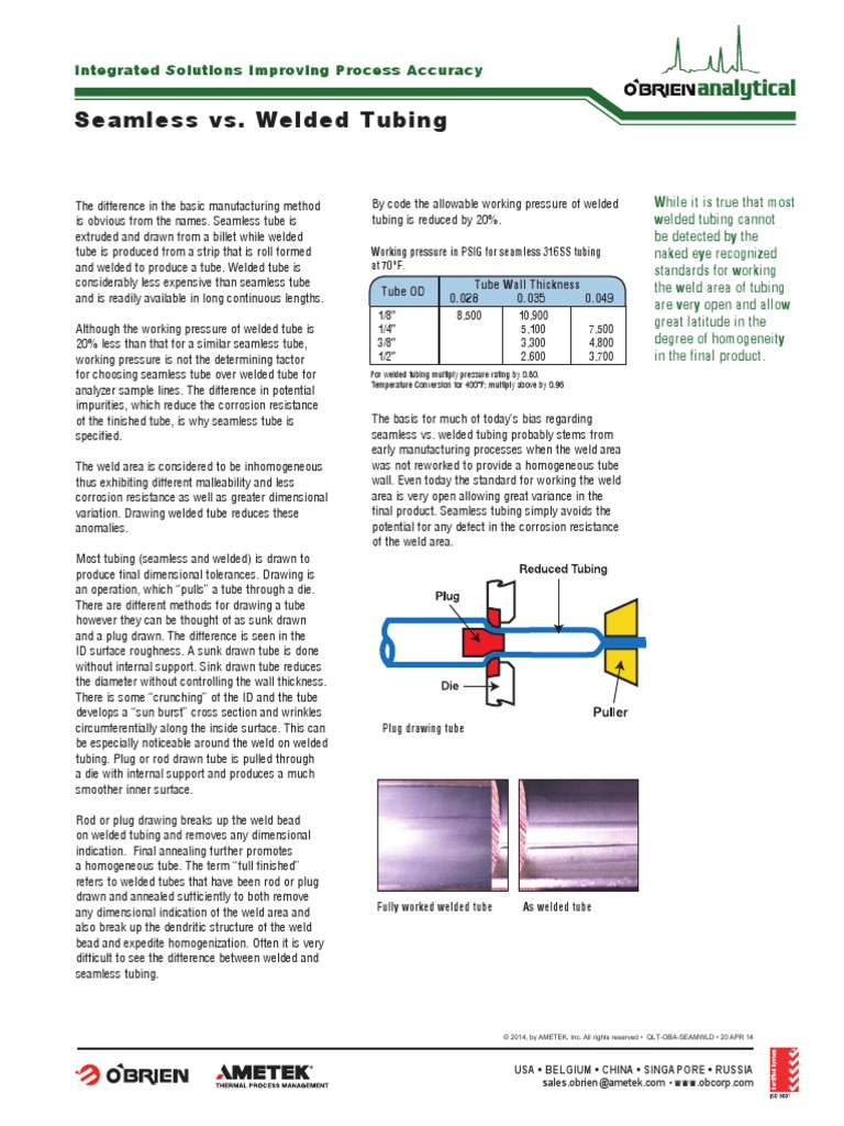 Seamless vs Welded Tubes | Welding | Pipe (Fluid Conveyance)