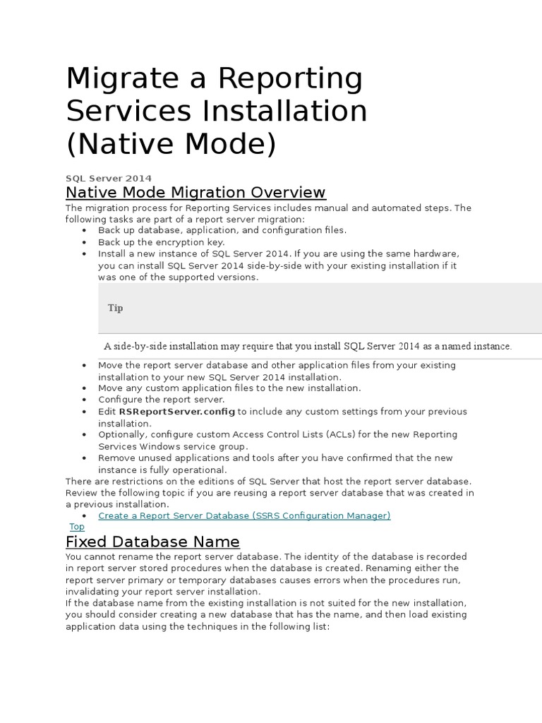Migrate A Reporting Services | PDF | Microsoft Sql Server | Databases