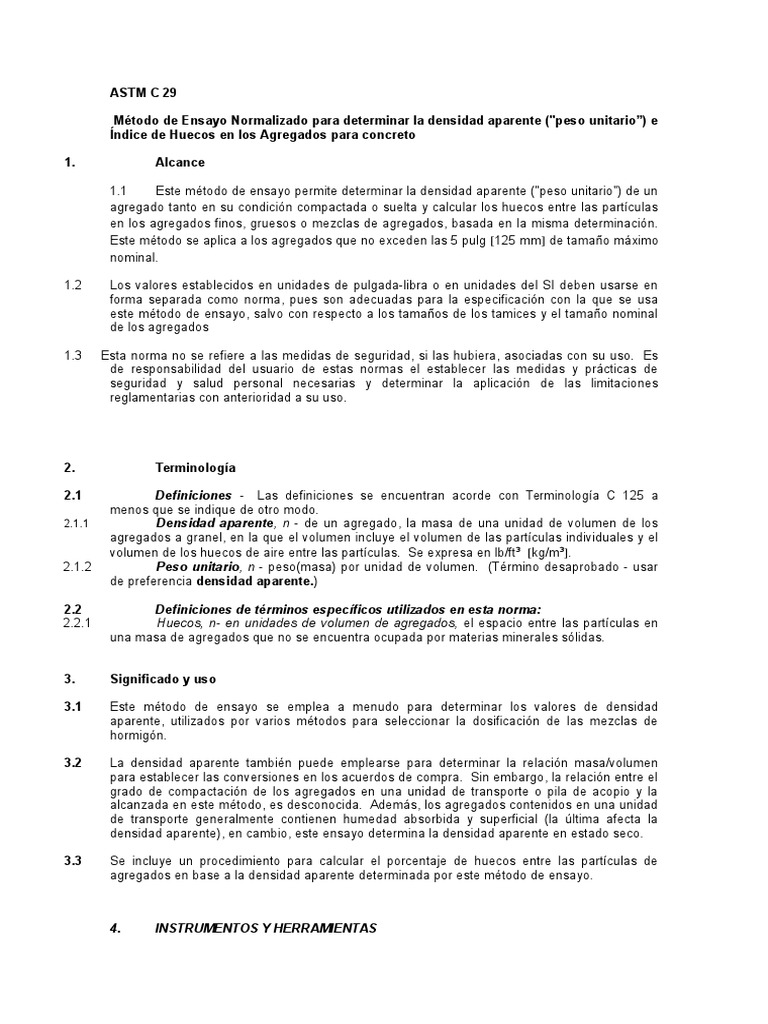 Astm C29 | PDF | Densidad | Volumen