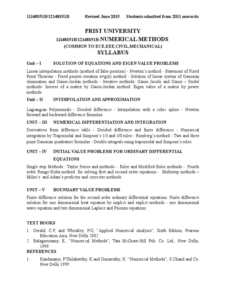 Numerical Methods QB 11148S51B 12148S51B | PDF | Numerical Analysis | Finite Difference