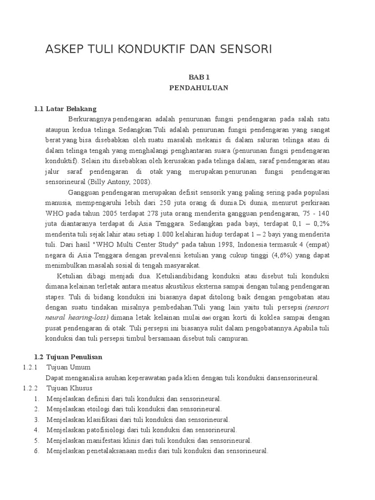 Askep Tuli Konduktif Dan Sensori | PDF | Sains & Matematika