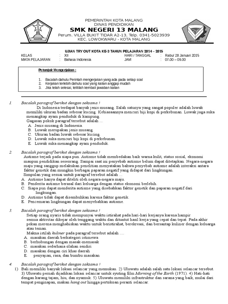 Contoh Try OUT BI | PDF