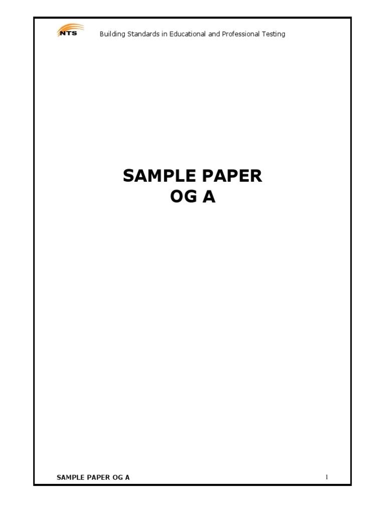 Sample Paper OGA: Building Standards in Educational and Professional ...