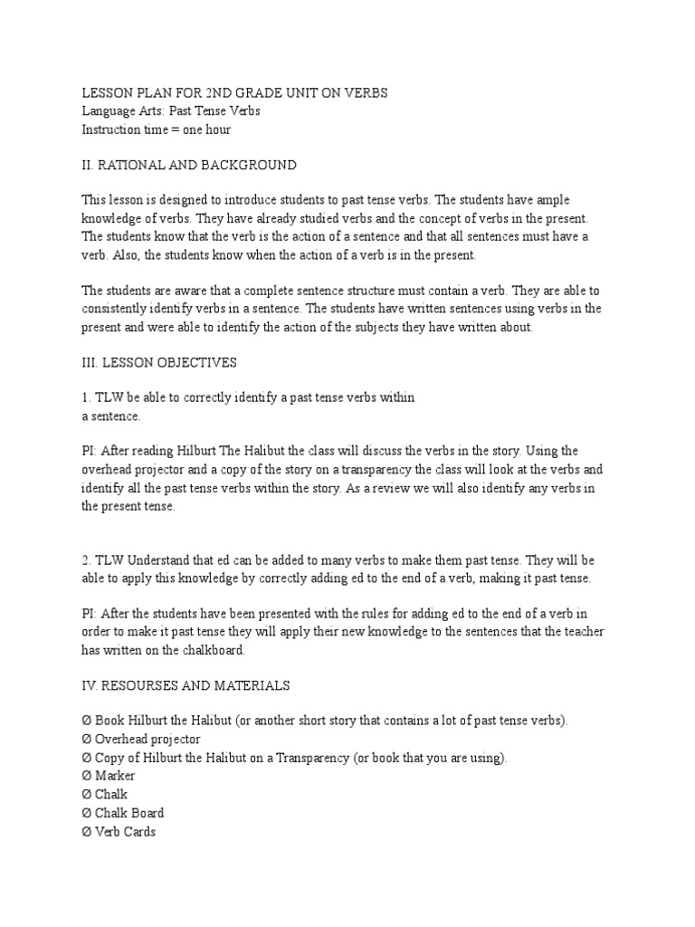 LESSON PLAN FOR Past Tense | PDF | Question | Grammatical Tense