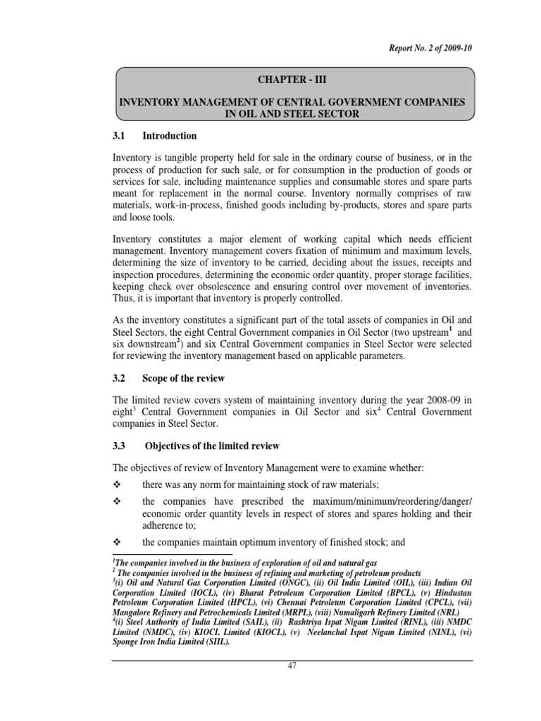 Inventory Management in Oil and Steel Sectors | PDF | Business ...