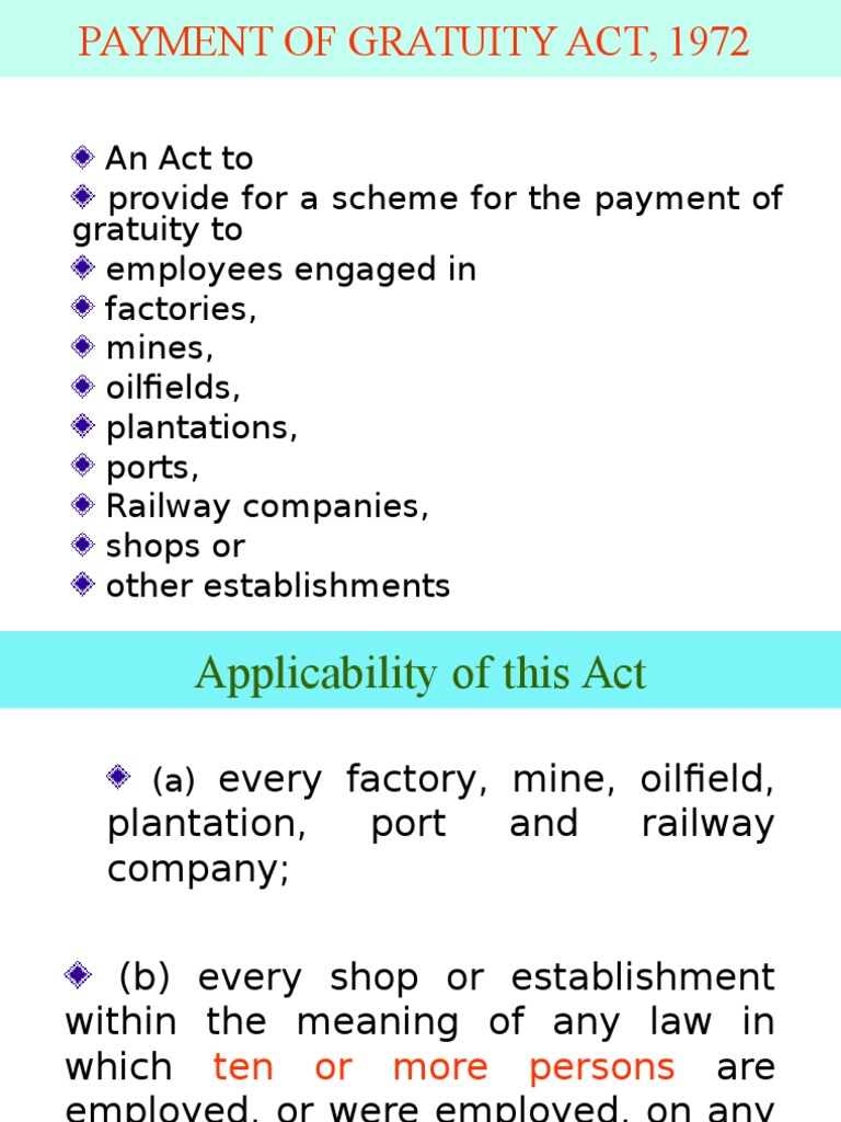 Overview of the Gratuity Act, 1972 | PDF | Wage | Gratuity