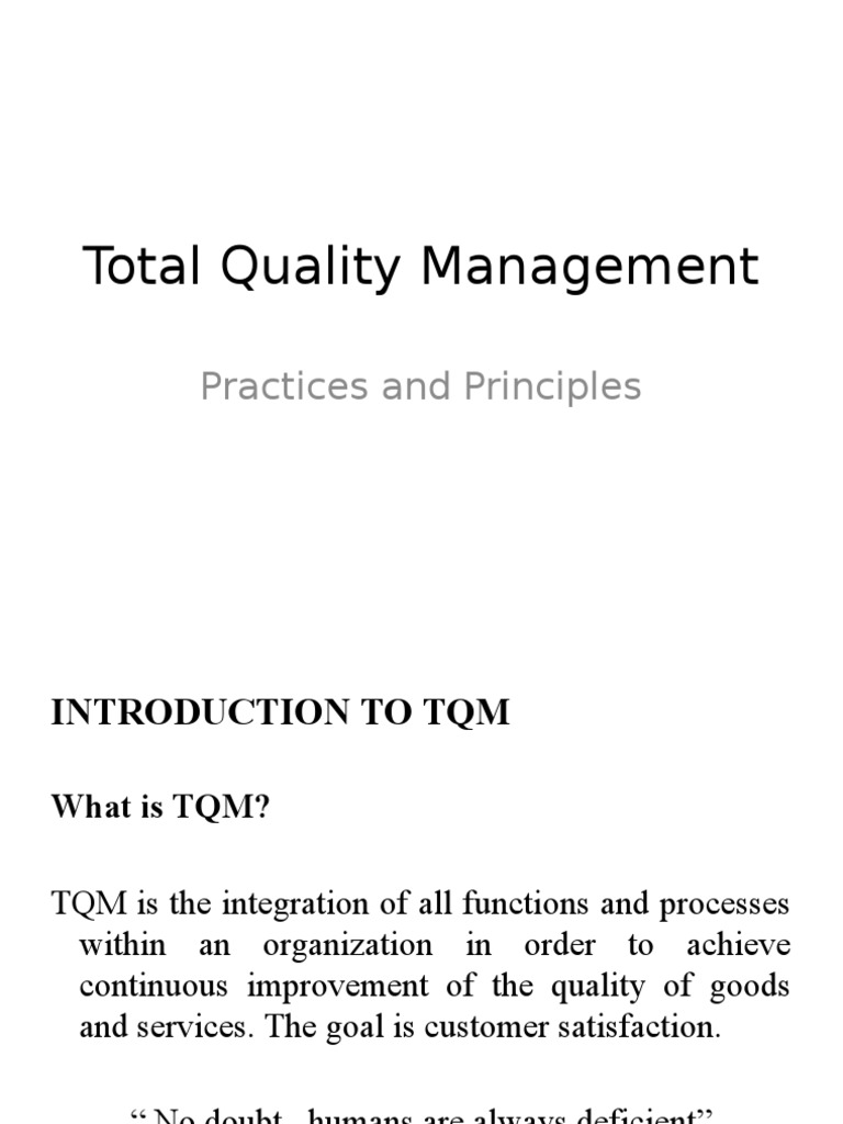 Total Quality Management Chapter 1 | PDF | Quality Management | Quality (Business)