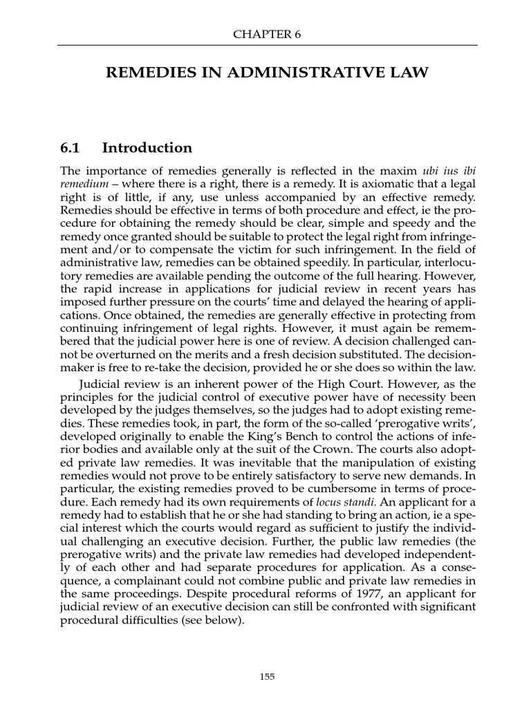 Chapter 6 Remedies in Administrative Law PDF | PDF | Mandamus | Certiorari