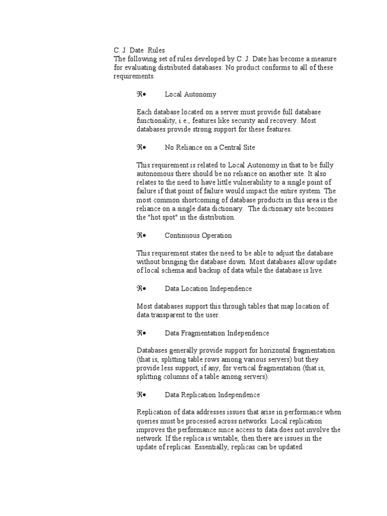 C. J. Date Rules | PDF | Replication (Computing) | Database Transaction
