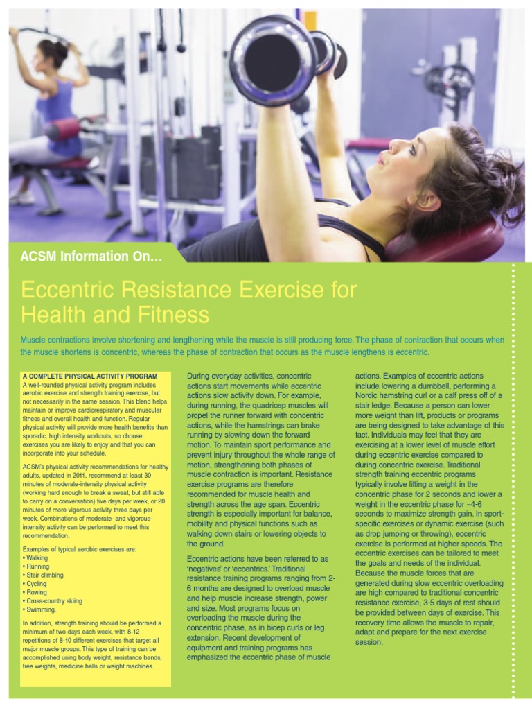 Eccentric Resistance Exercise | PDF | Strength Training | Weight Training