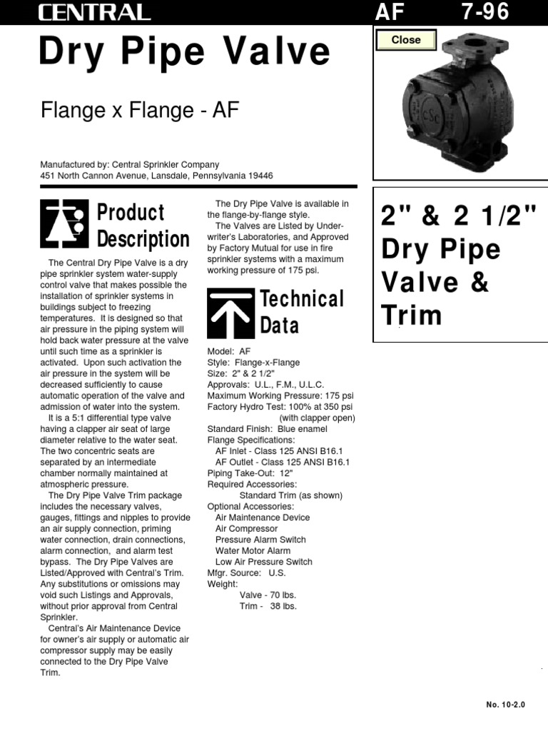 Dry Valve | PDF | Fire Sprinkler System | Valve