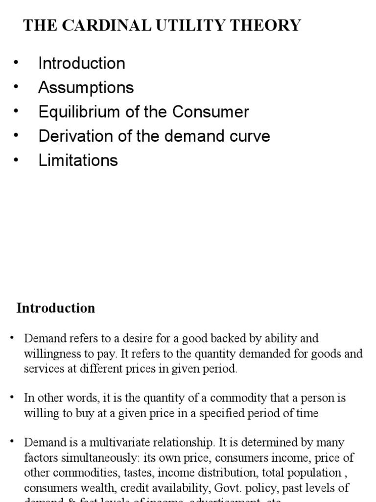 Understanding Cardinal Utility Theory | PDF | Utility | Marginal Utility