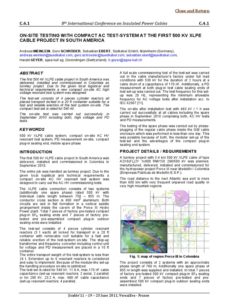 On-Site Testing With Compact Ac Test-System at The First 500 KV Xlpe ...