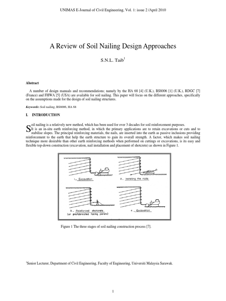 A Review of Soil Nailing Design Approaches | PDF | Strength Of ...
