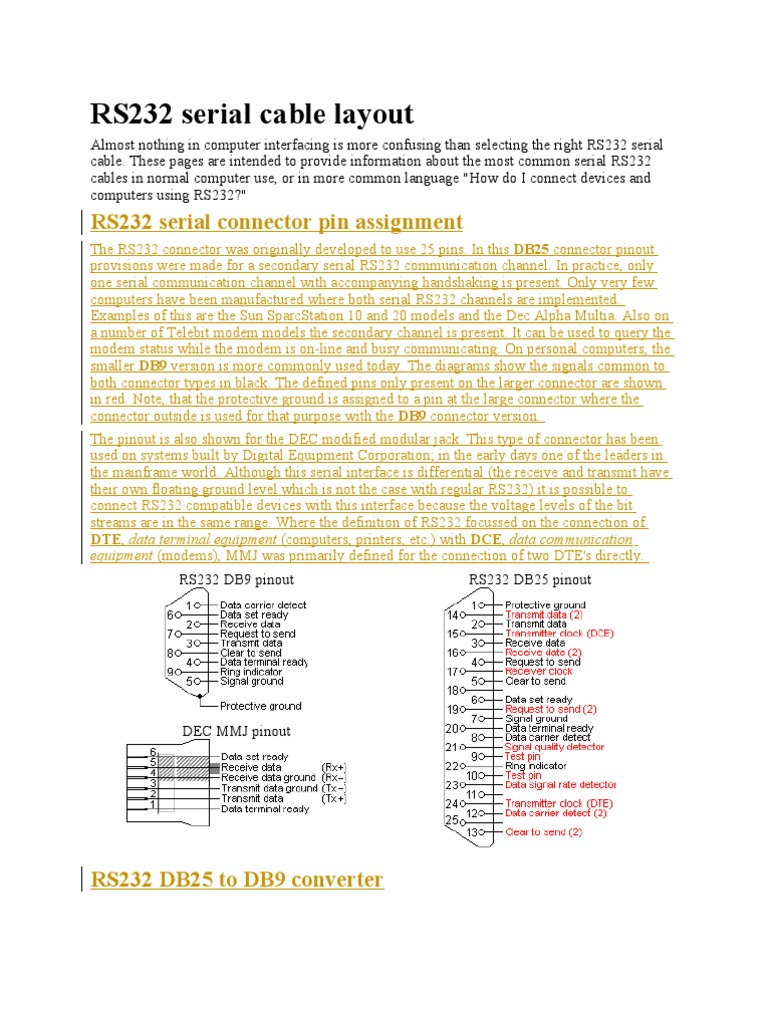 RS232 Serial Cable Layout | PDF | Information And Communications ...