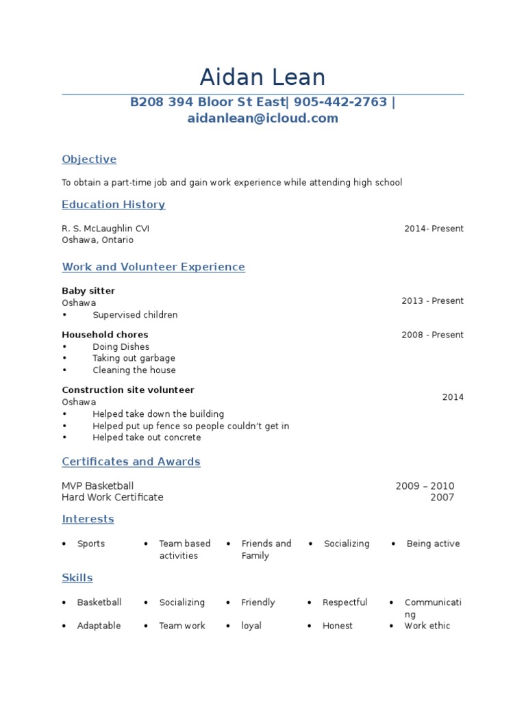 Aidan Lean's Job Application Resume | PDF | Career & Growth